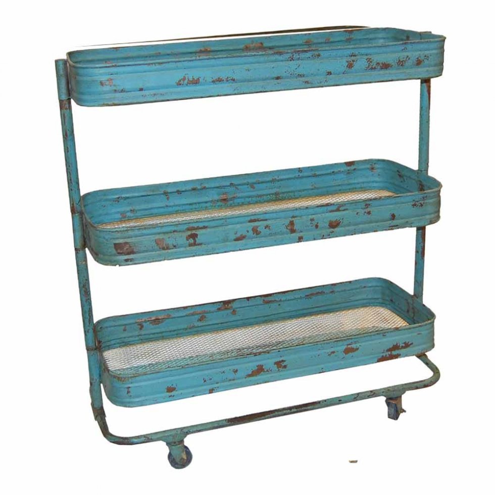 Rullvagn i Antikblå med hjul Trademark Living