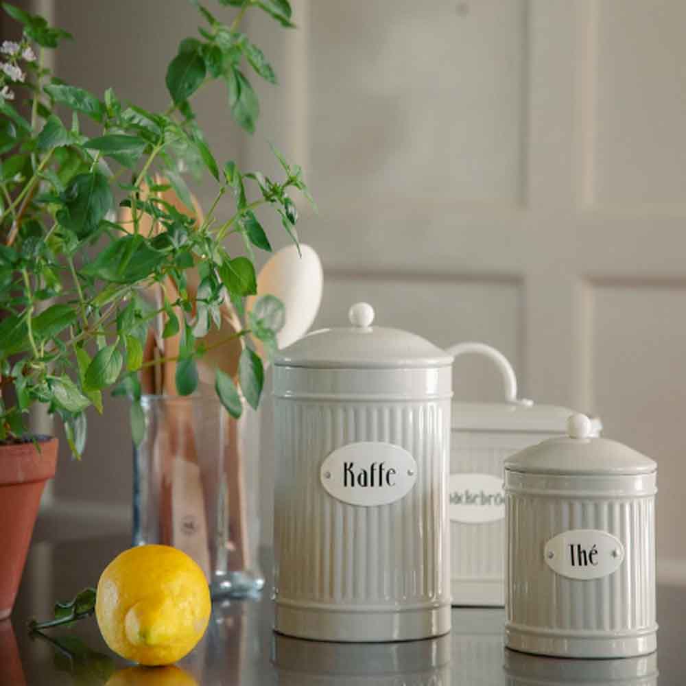 Retro Kaffeburk i järn - rund Beige